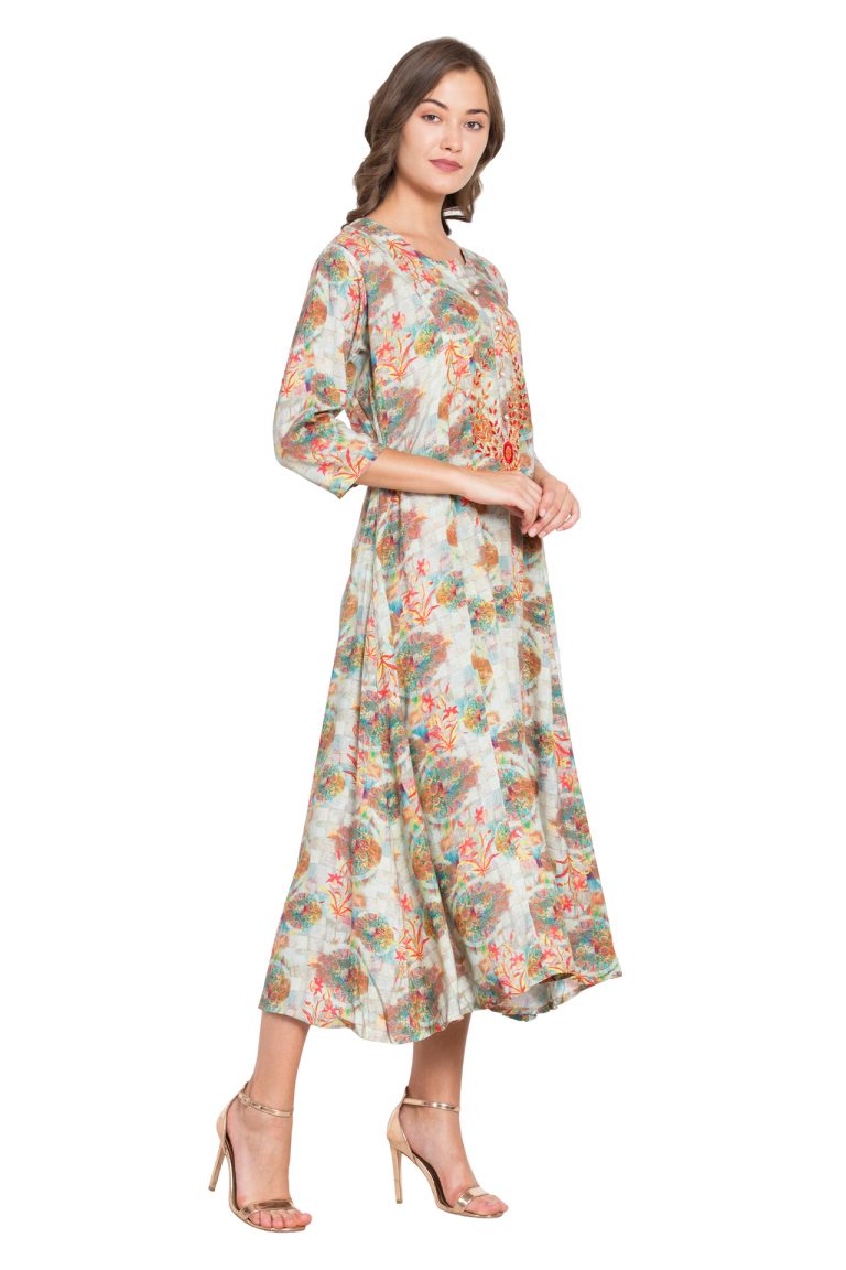 Women Printed a-line Ethnic Dress Kurta – Shusha Kapda