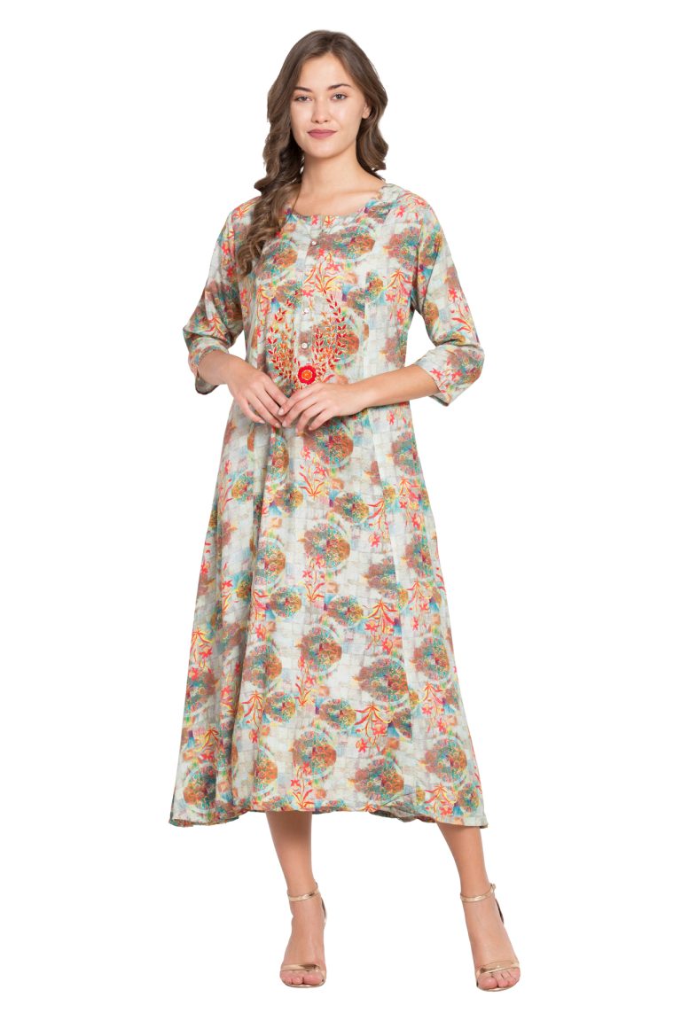 Women Printed a-line Ethnic Dress Kurta – Shusha Kapda
